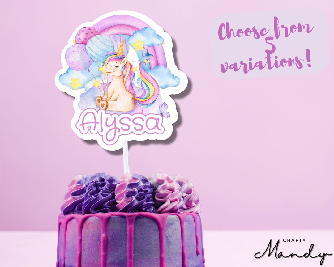 Rainbows & Unicorns Personalized Cake Topper, Cake Topper, Unicorn ...