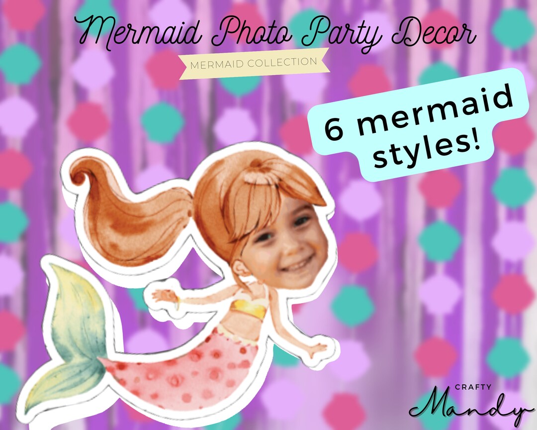 MERMAID Photo Birthday Personalized Decor, Birthday Centerpiece ...