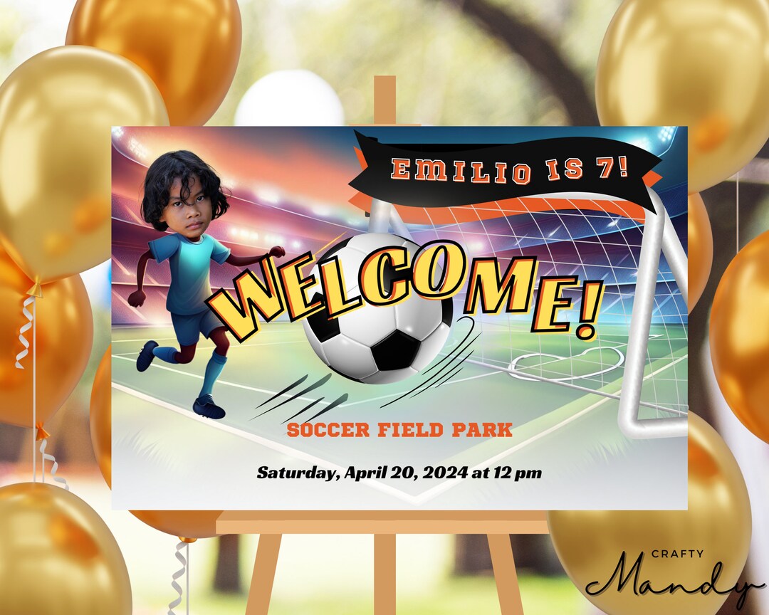 Soccer Photo Welcome Birthday Sign Poster, Welcome Sign, Birthday ...