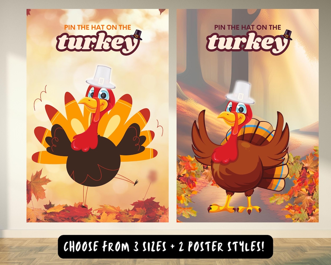 Pin the Hat on the Turkey, Pin the Hat, Thanksgiving Game, Kids ...