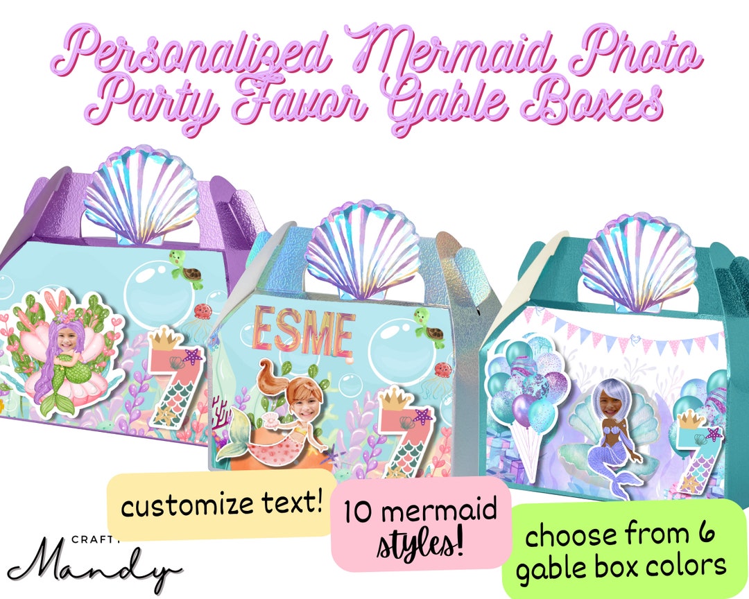 Mermaid Birthday Gable Box | MERMAID| Custom Party Favors | Gable Boxes ...