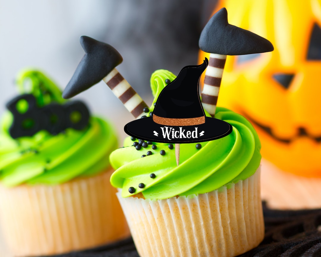 Wicked Halloween Witch Cupcake Topper, Witch Hat Cupcake Topper ...