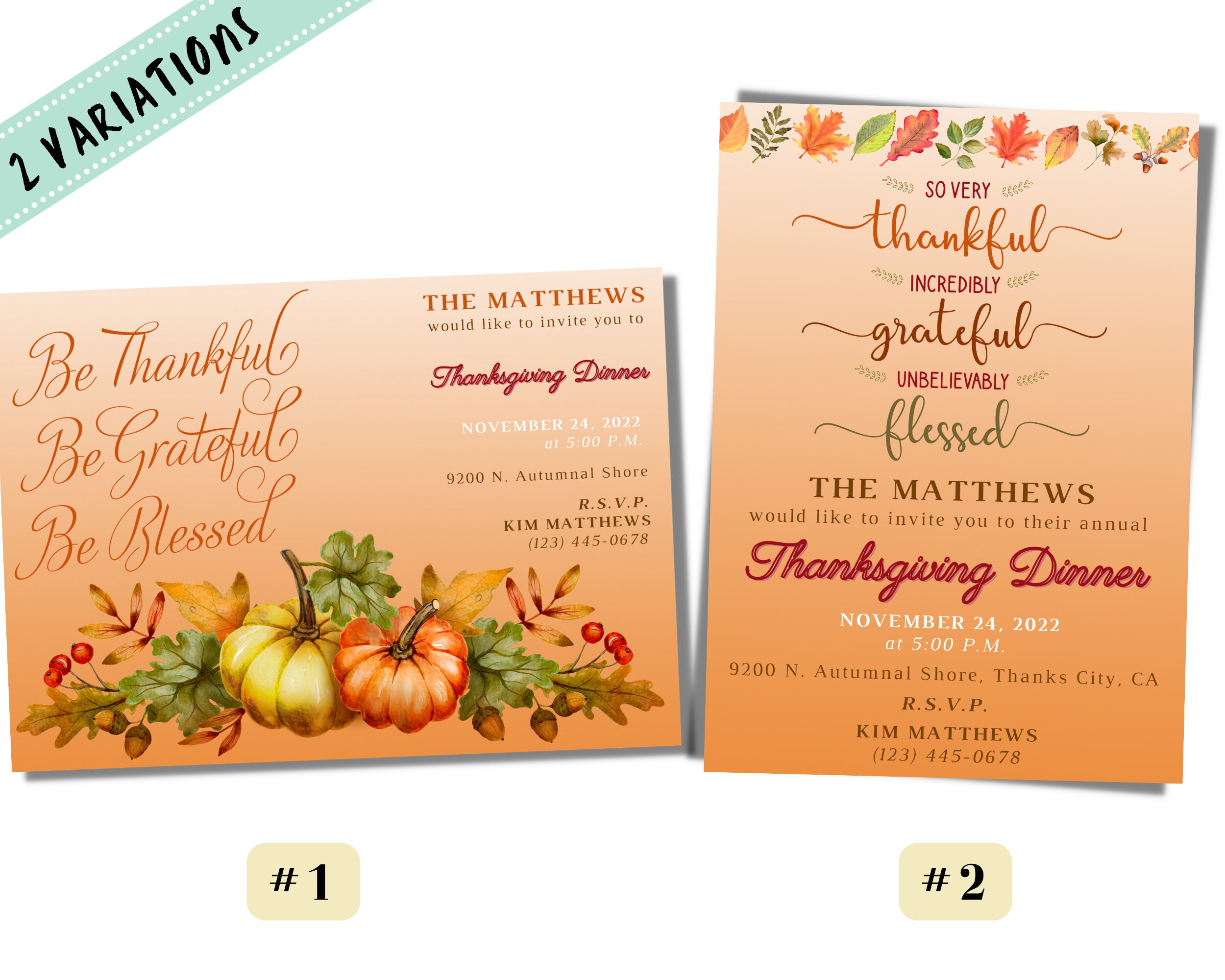 EDITABLE Thanksgiving Dinner Party Invitation. Thanksgiving - Etsy