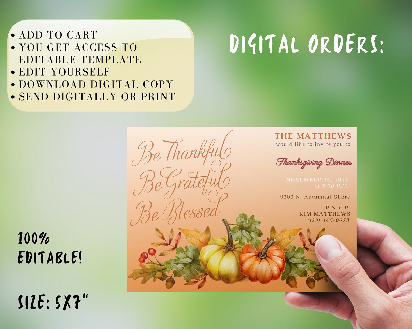 EDITABLE Thanksgiving Dinner Party Invitation. Thanksgiving - Etsy