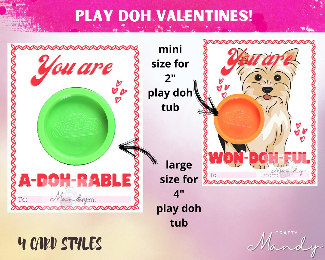 Printable Valentines Card for Kids, Play Dough Valentine's Day Gift Tag ...