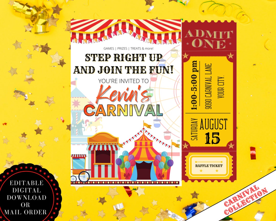 Carnival Invitation. Carnival Birthday Invitation. Carnival Party ...