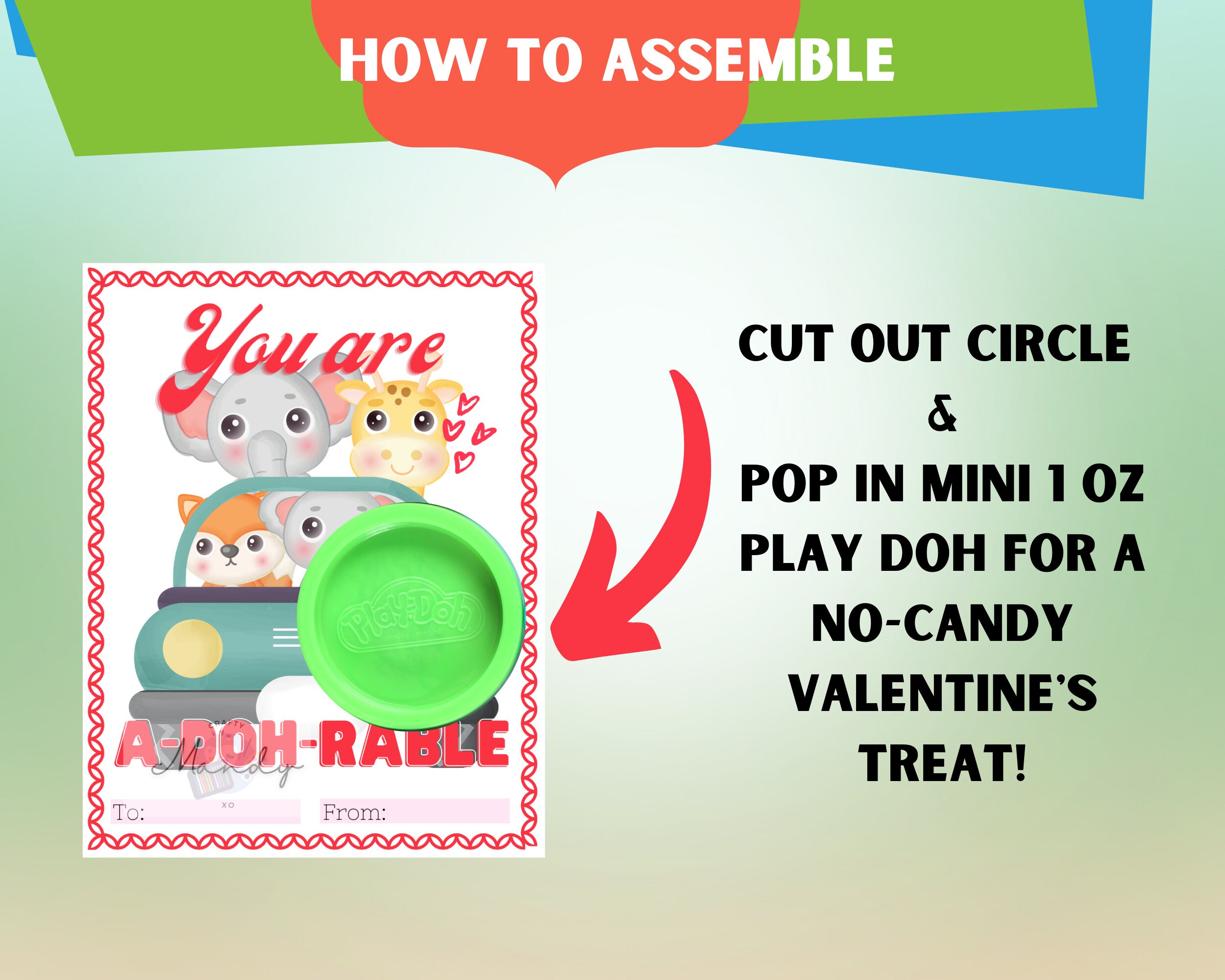 Printable Valentines Card for Kids Play Dough Valentine's - Etsy