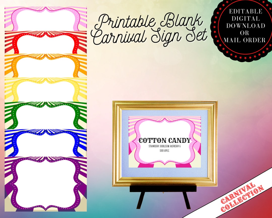Carnival Sign, EMPTY BLANK Party Sign, Birthday Sign, Welcome to the ...