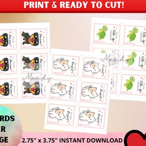 Printable Valentines Card for Kids Zoo Animal Valentines Day | Etsy