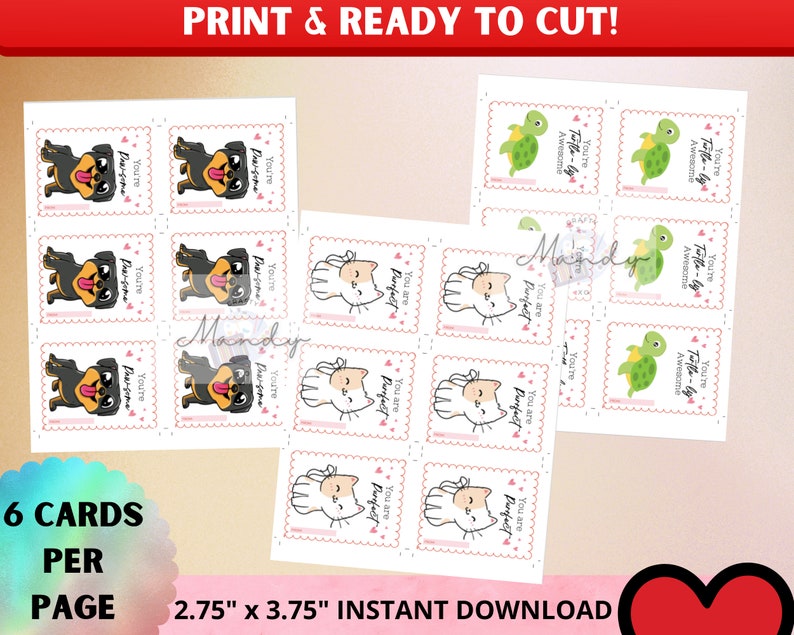 Printable Valentines Card for Kids Zoo Animal Valentines Day | Etsy