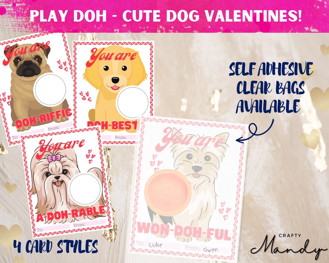 Printable Valentines Card for Kids, Play Dough Valentine's Day Gift Tag ...