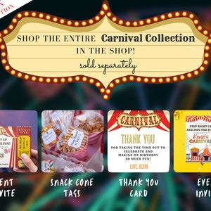 EDITABLE Carnival THANK YOU Card. Carnival Birthday Invitation ...