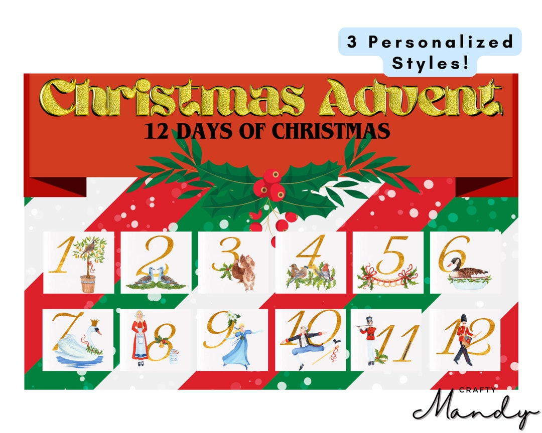 Christmas Advent Calendar Punch Prize Box Party Favor Game, Get a Prize ...
