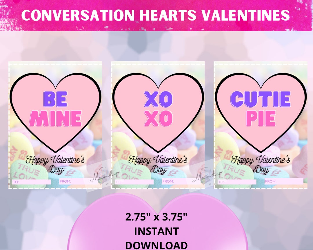 Kids Valentine Cards - Conversation Heart Classroom Valentine Cards ...
