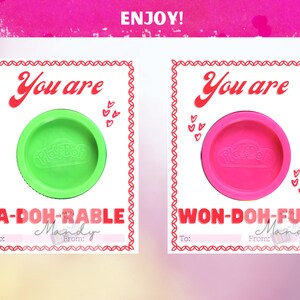 Printable Valentines Card for Kids, Play Dough Valentine's Day Gift Tag ...