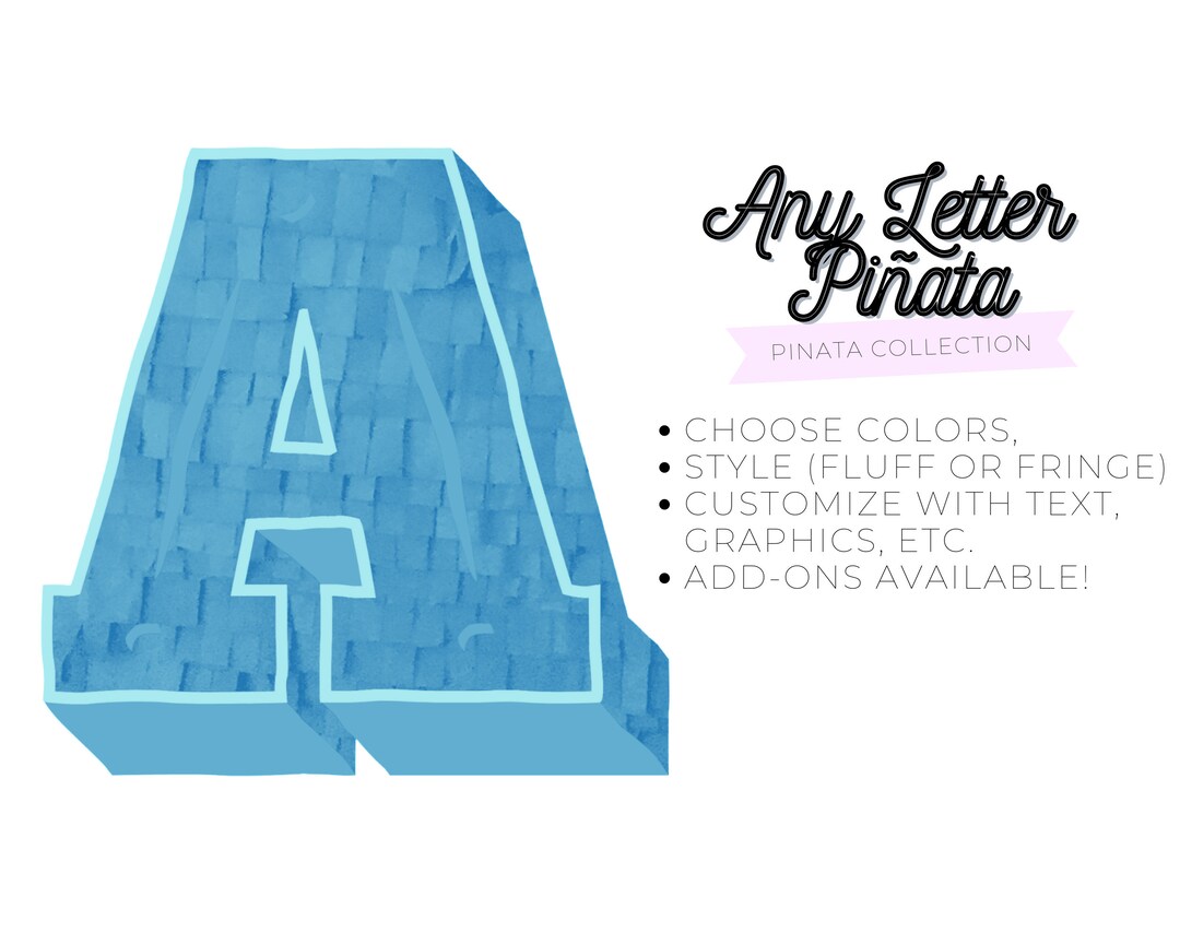 Any LETTER Pinata, LETTER A-Z, Alphabet Pinata, Fluffy Pinata, Pull ...