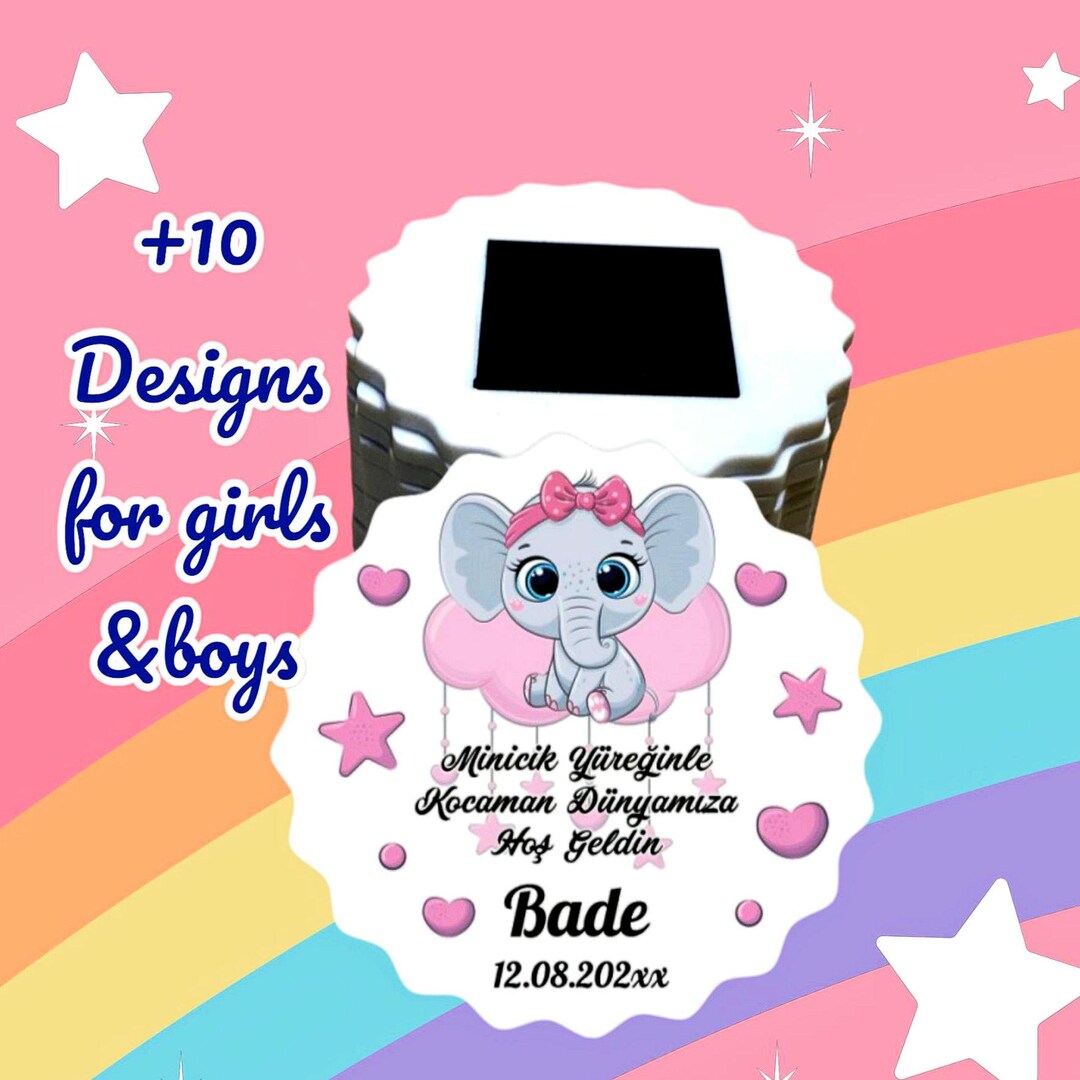 Personalized Pink Elephant Magnet Bulk Party Favors, Custom Elephant ...