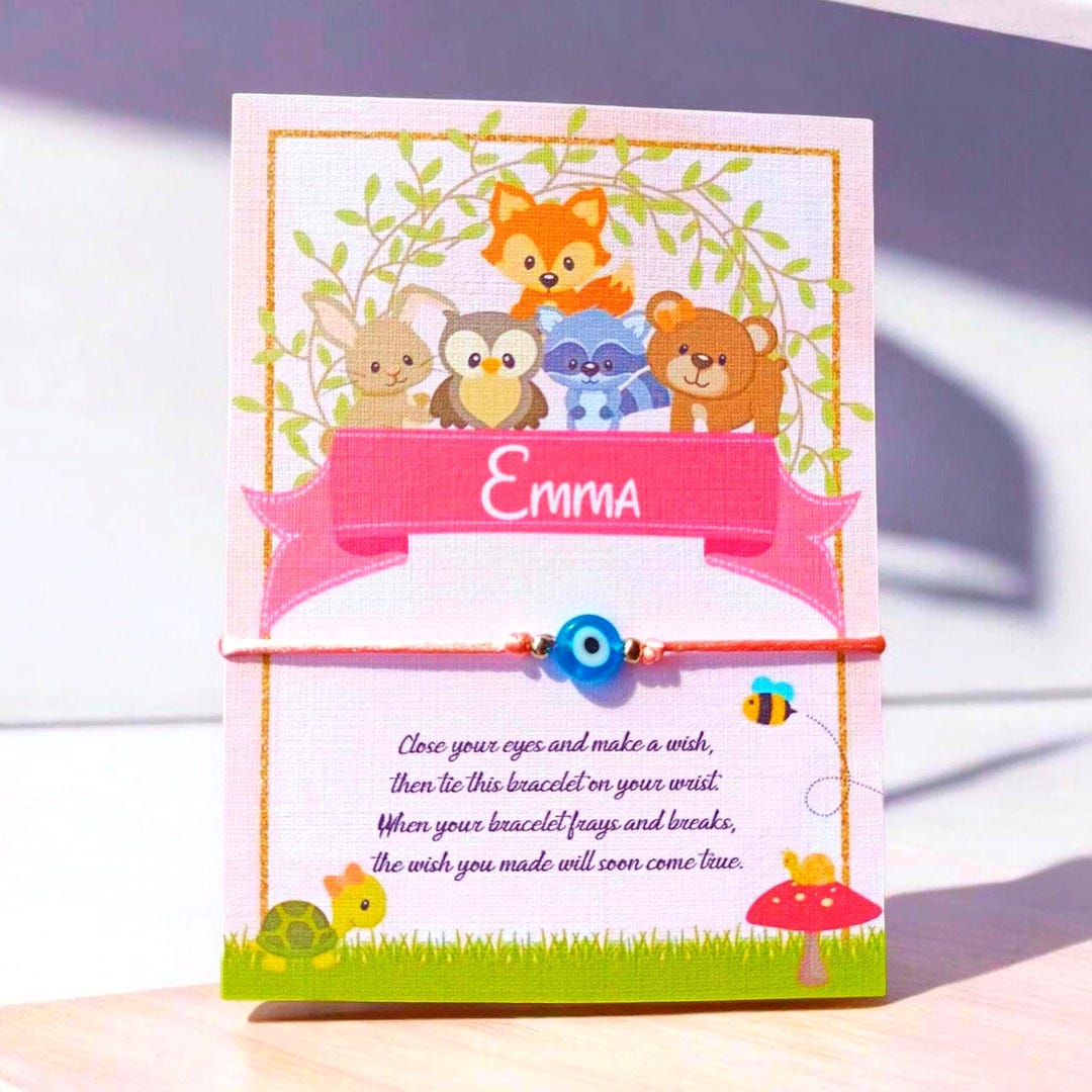 Personalized Woodland Animal Wish Bracelet – Baby Shower & First ...
