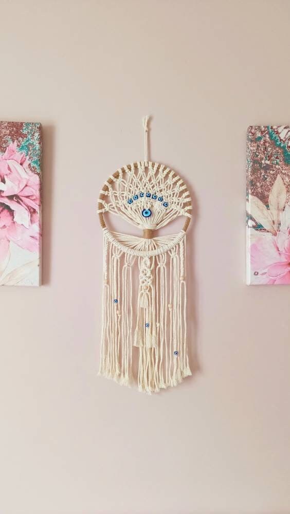 Boho Evil Eye Wall Hanging Macrame Family Tree of Life, Macrame Dream ...