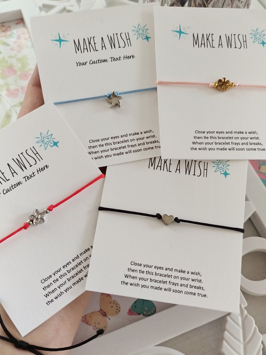 Bulk String Bracelet Make a Wish Party Favors, Custom Wish Bracelet ...