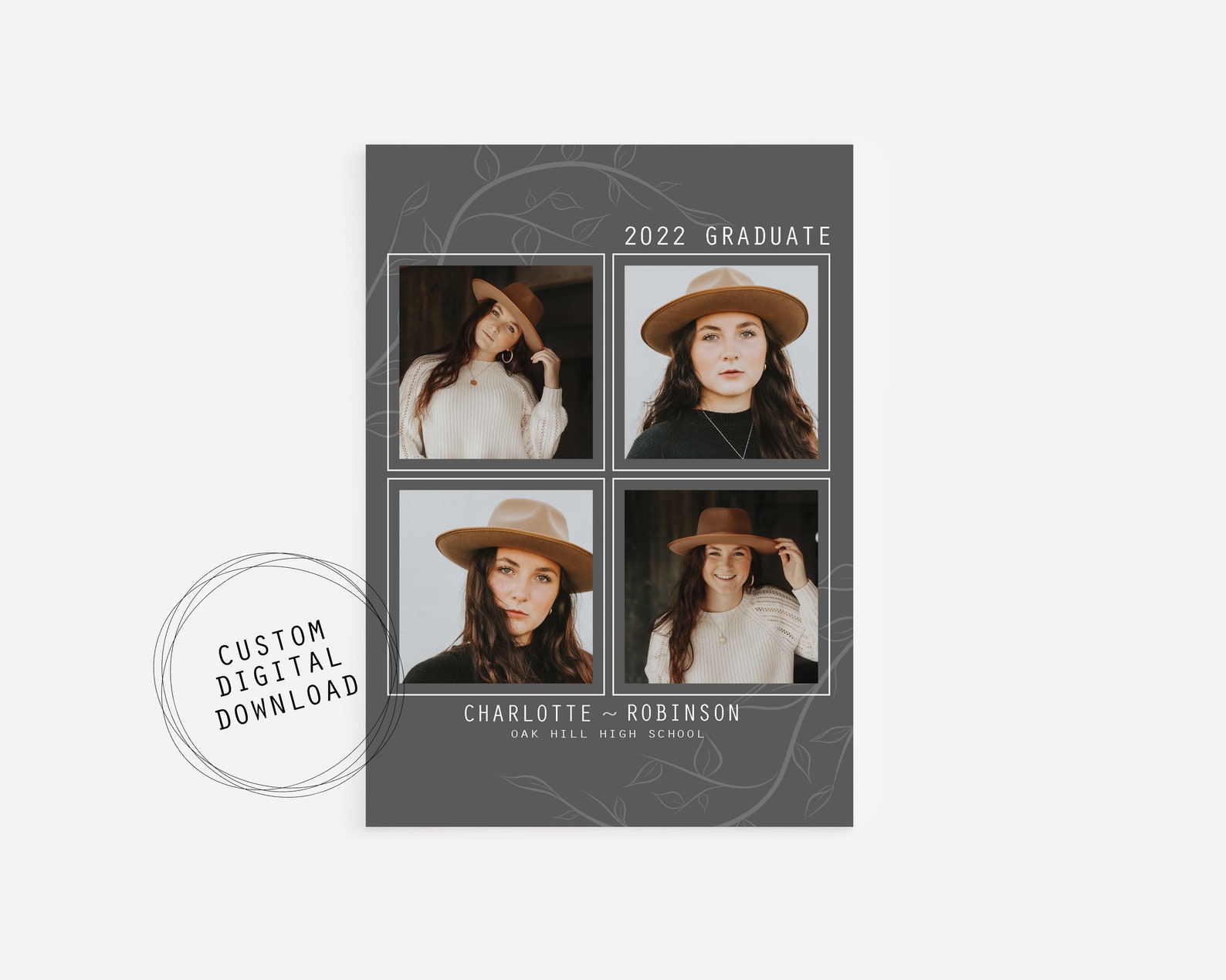 Graduation Announcement Card, Class of 2022, Photo Party Invitation ...