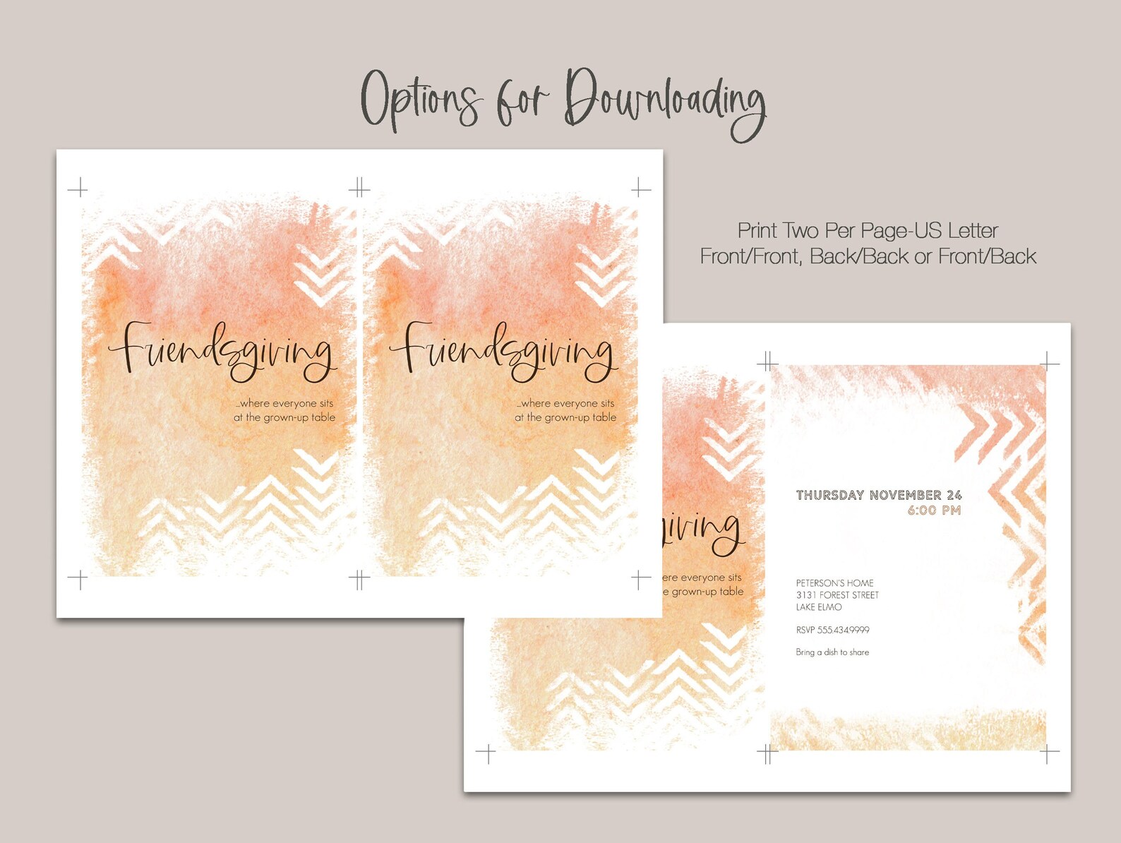 Funny Friendsgiving Invitation Template-sit at the Grown-up Table ...