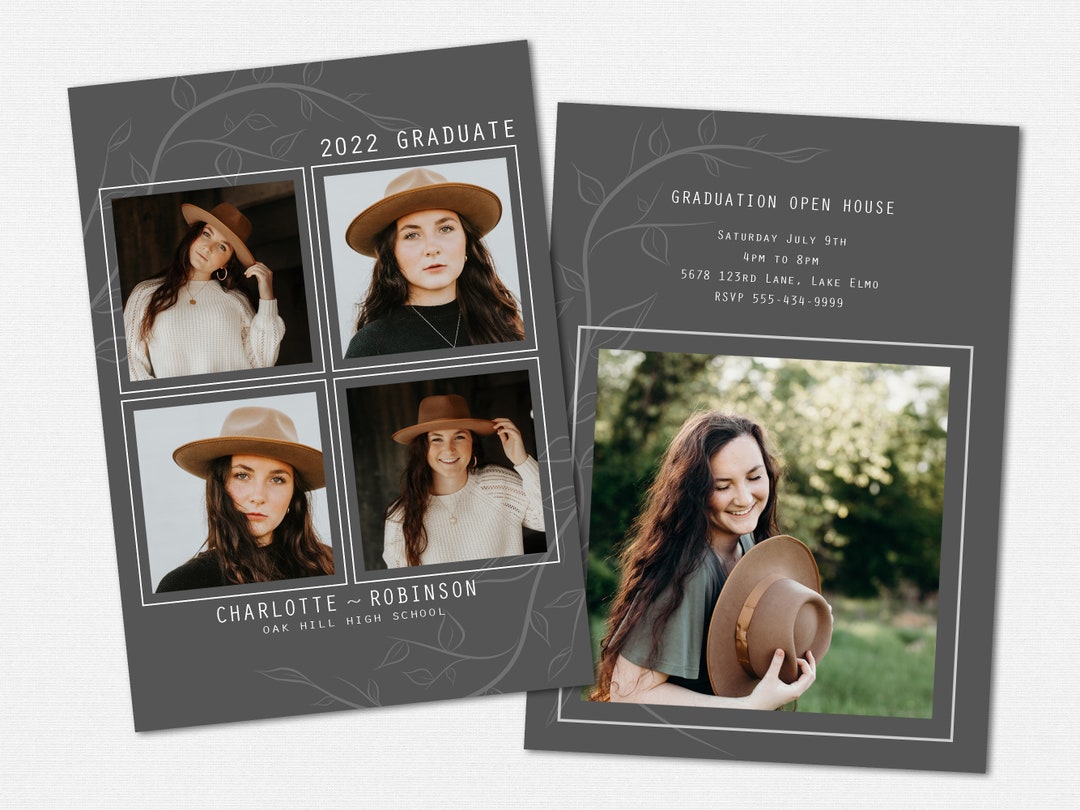 Graduation Announcement Card, Class of 2022, Photo Party Invitation ...