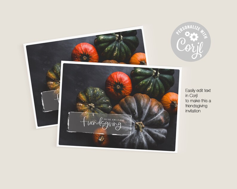 Thanksgiving, Friendsgiving Invitation Template - Autumn Gourds ...