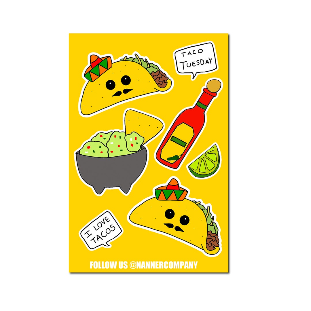 Taco Tuesday Sticker Sheet Taco Stickers Hydroflask Stickers Laptop ...