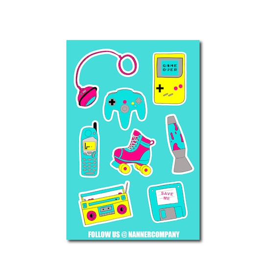 Nostalgia Sticker Sheet 90s Stickers Throwback Stickers - Etsy