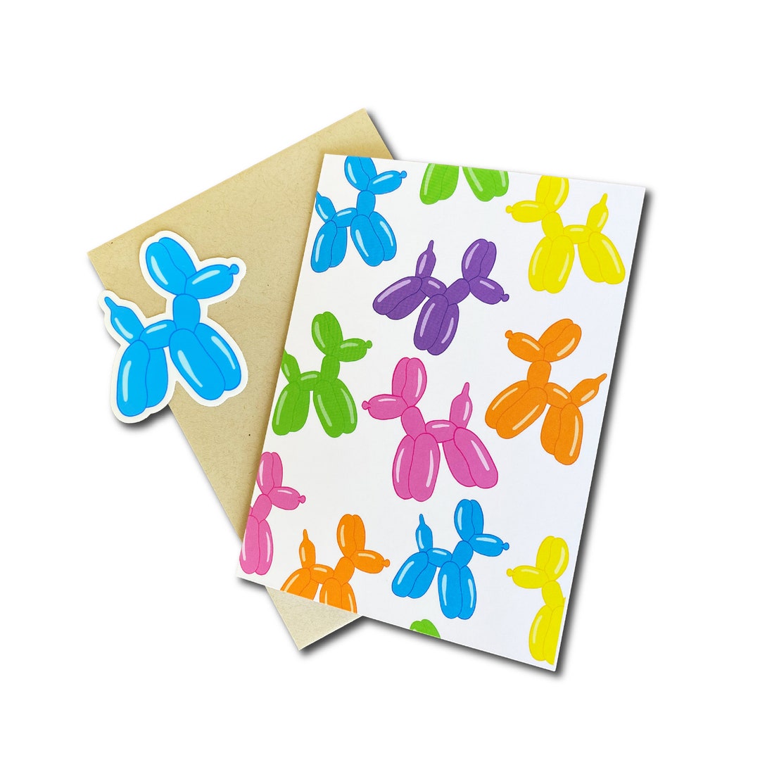 Balloon Animal Card and Sticker Just Because Card Blank Greeting Card ...