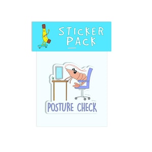 Posture Check Sticker | Funny Shrimp Sticker | Work From Home Sticker ...