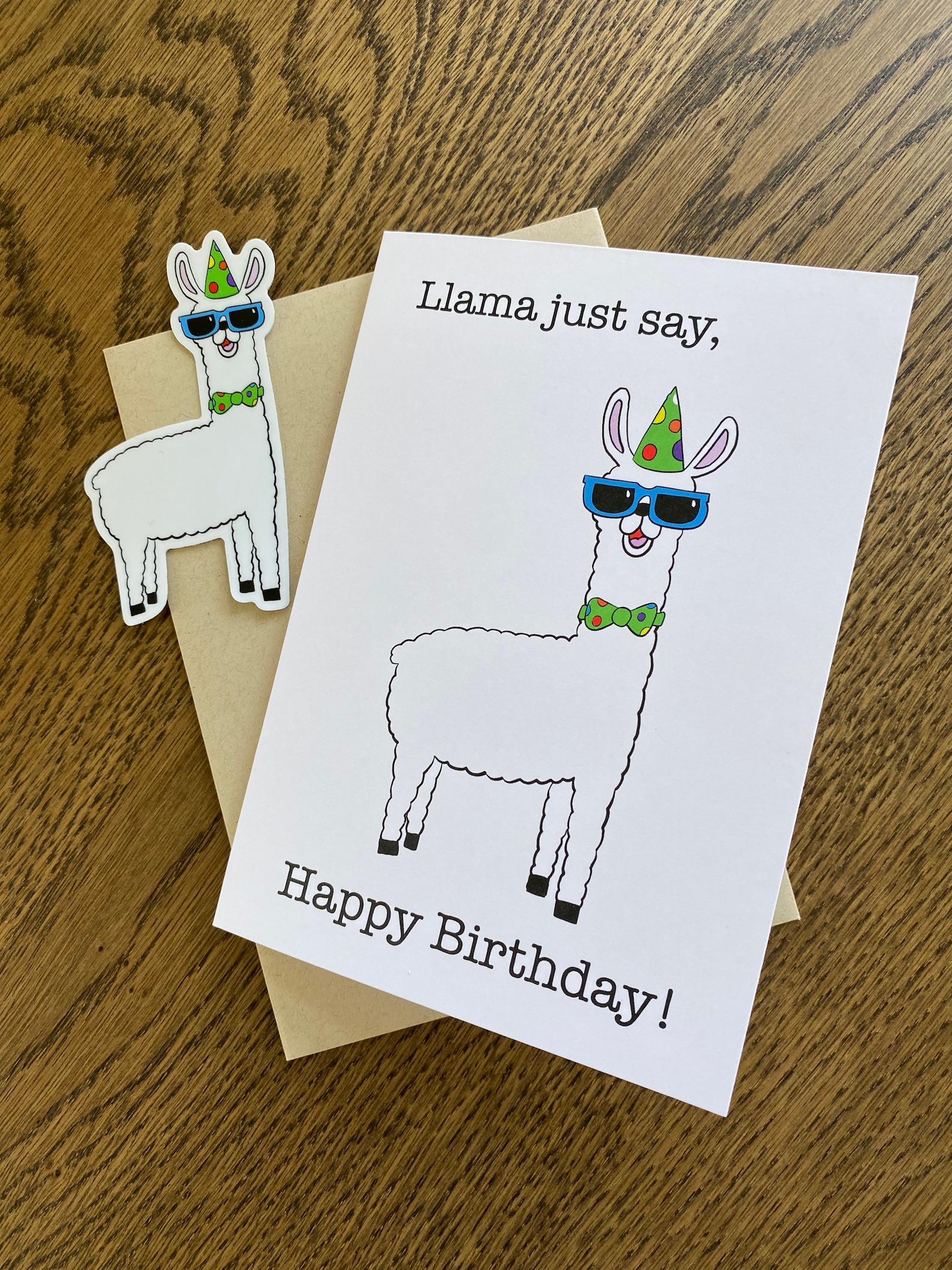 Funny Birthday Card and Sticker Llama Birthday Card Happy | Etsy