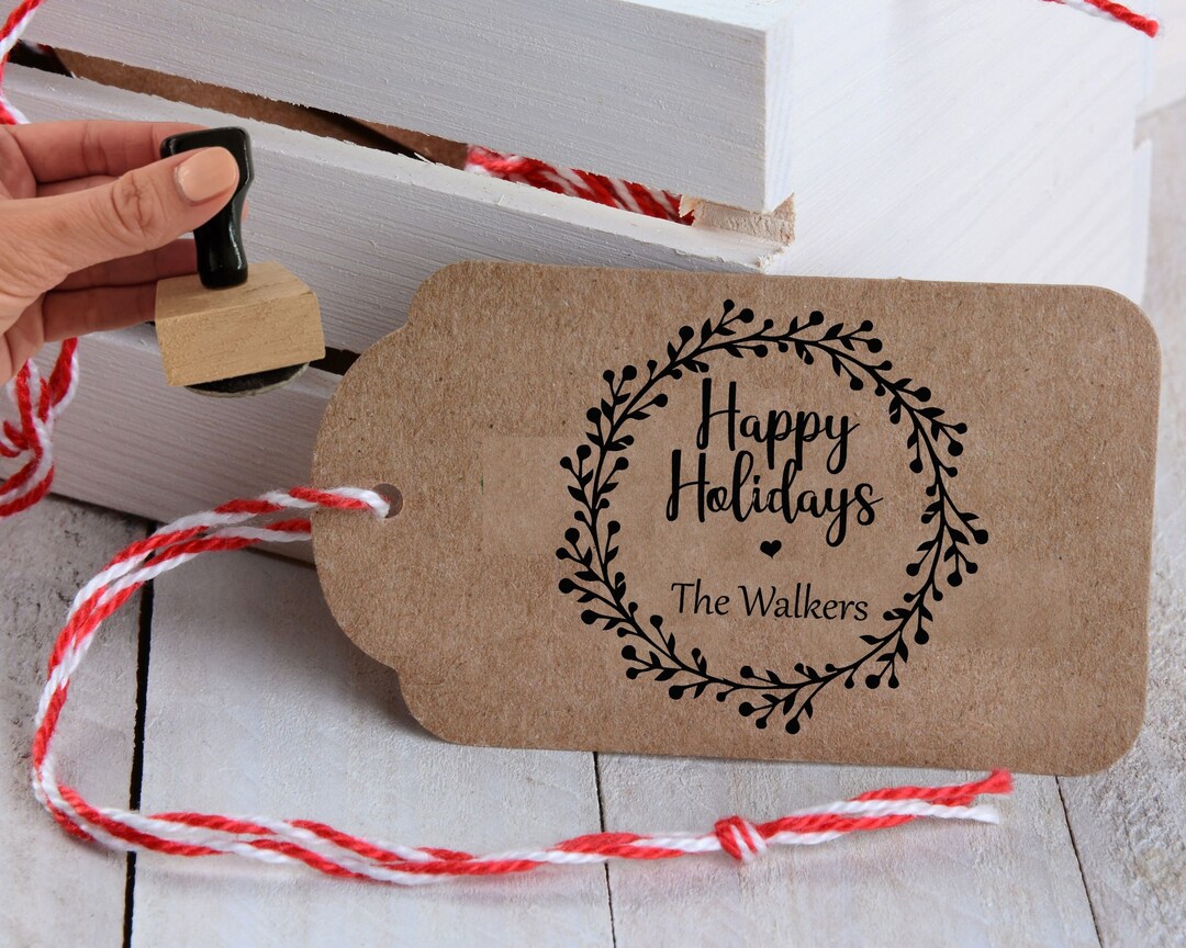 Custom Christmas Stamp for Card Making, Christmas Stamp, Happy Holidays ...