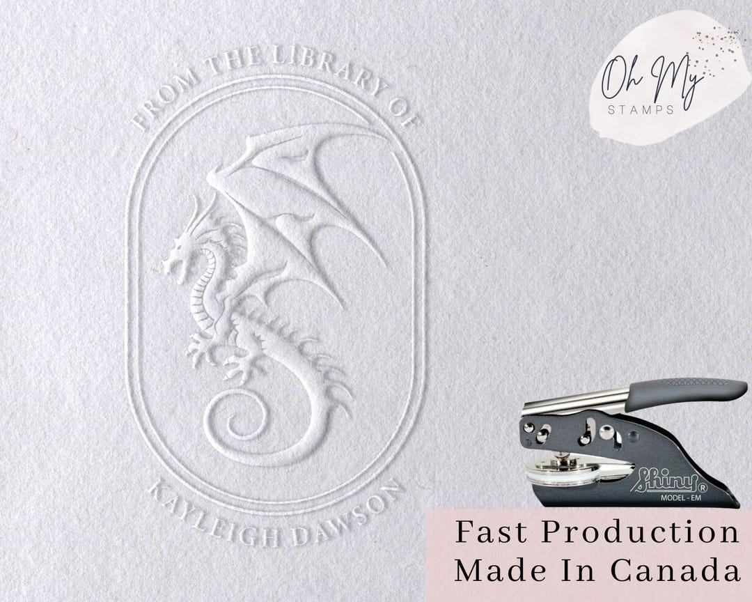Dragon Book Embosser - Fantasy Book Stamp - From the Library of ...