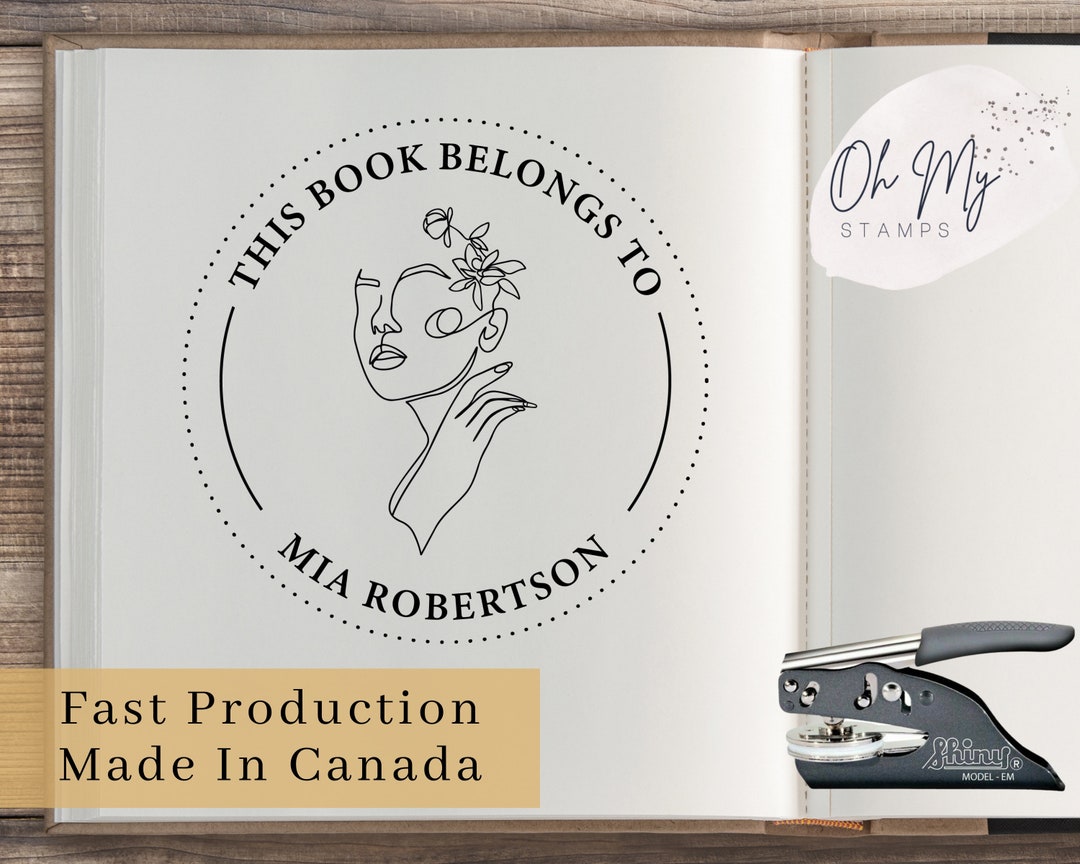 Minimalist Book Stampcustom Book Embosser, This Book Belongs To, From ...