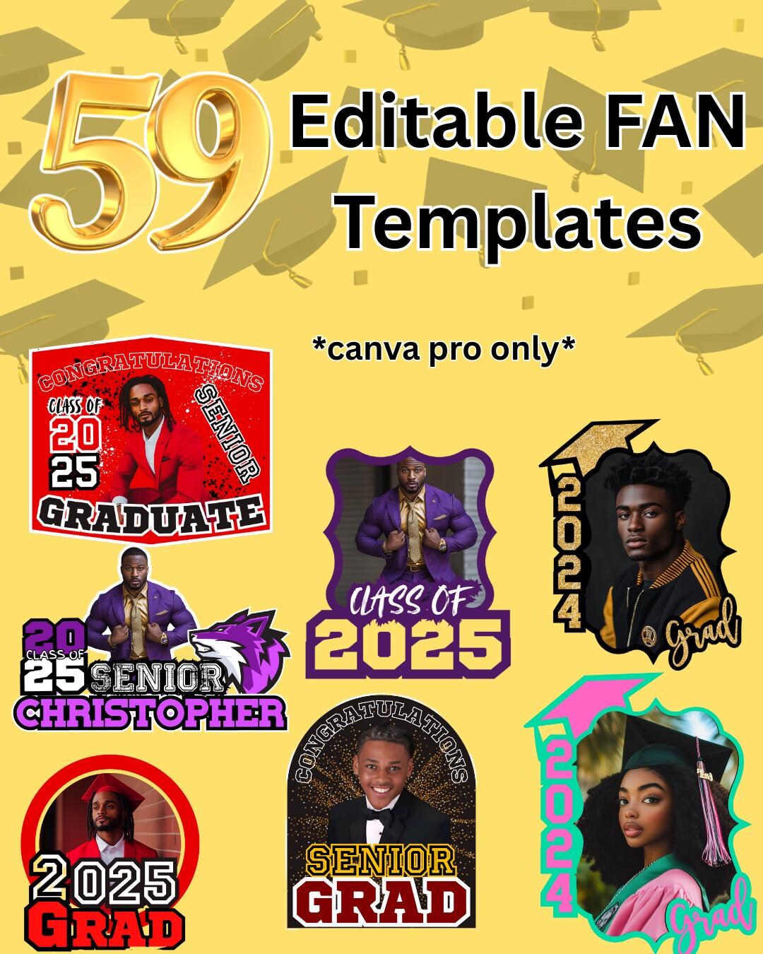 Buy 59 Editable Premade Graduation Fans *canva Pro Only * Online in ...
