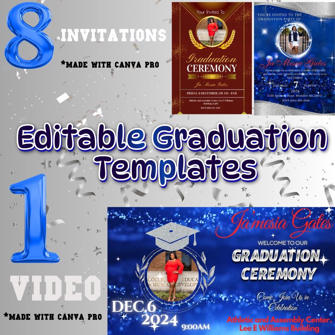 Editable Graduation Invitation Templates * for Canva Use* - Etsy