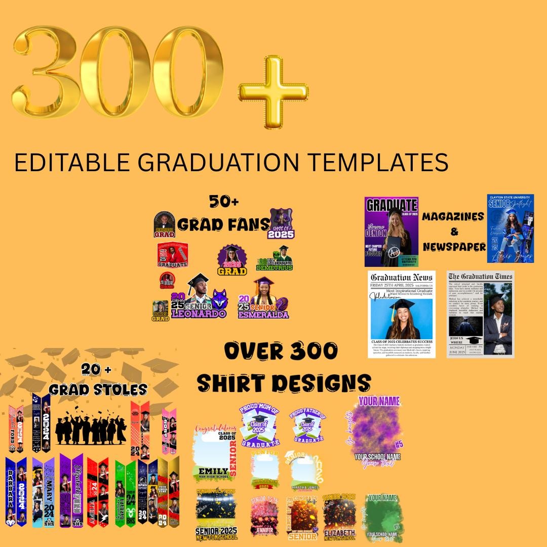 300+editable Canva Pro Graduation Templates - Etsy