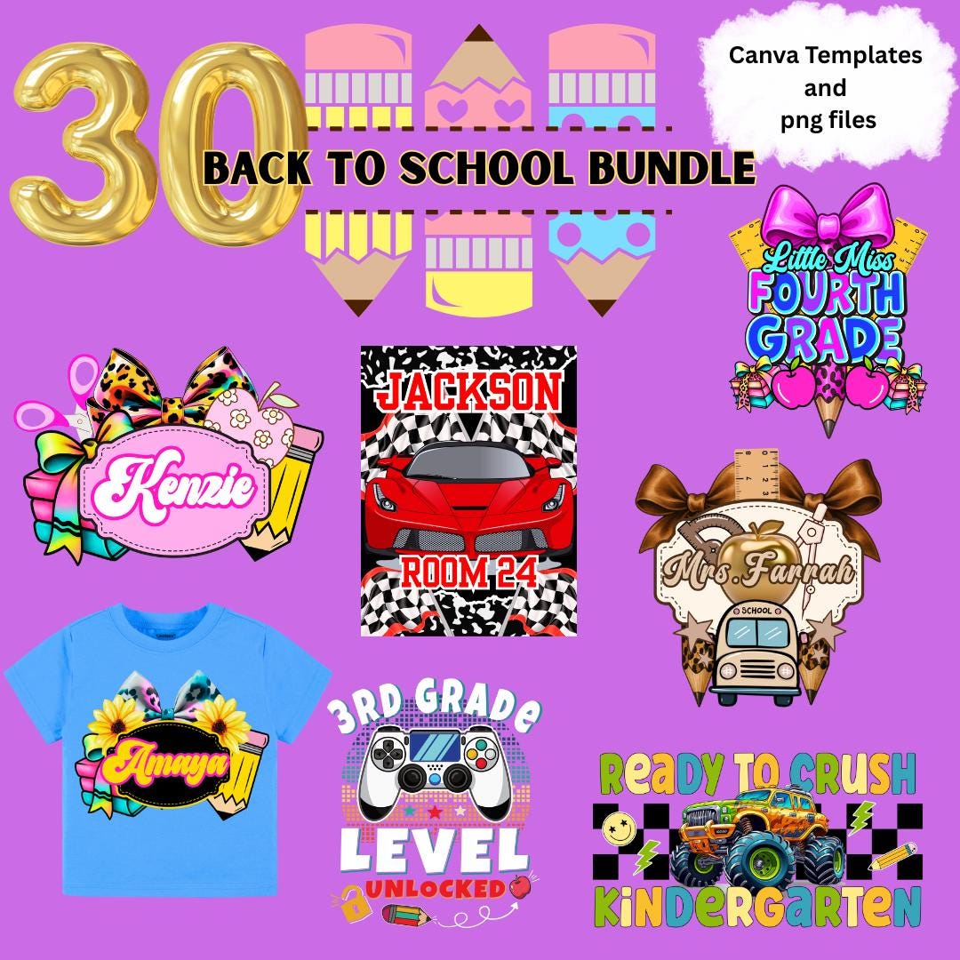 30+ Back to School Png Designs and Editable Templates. *includes Drag ...
