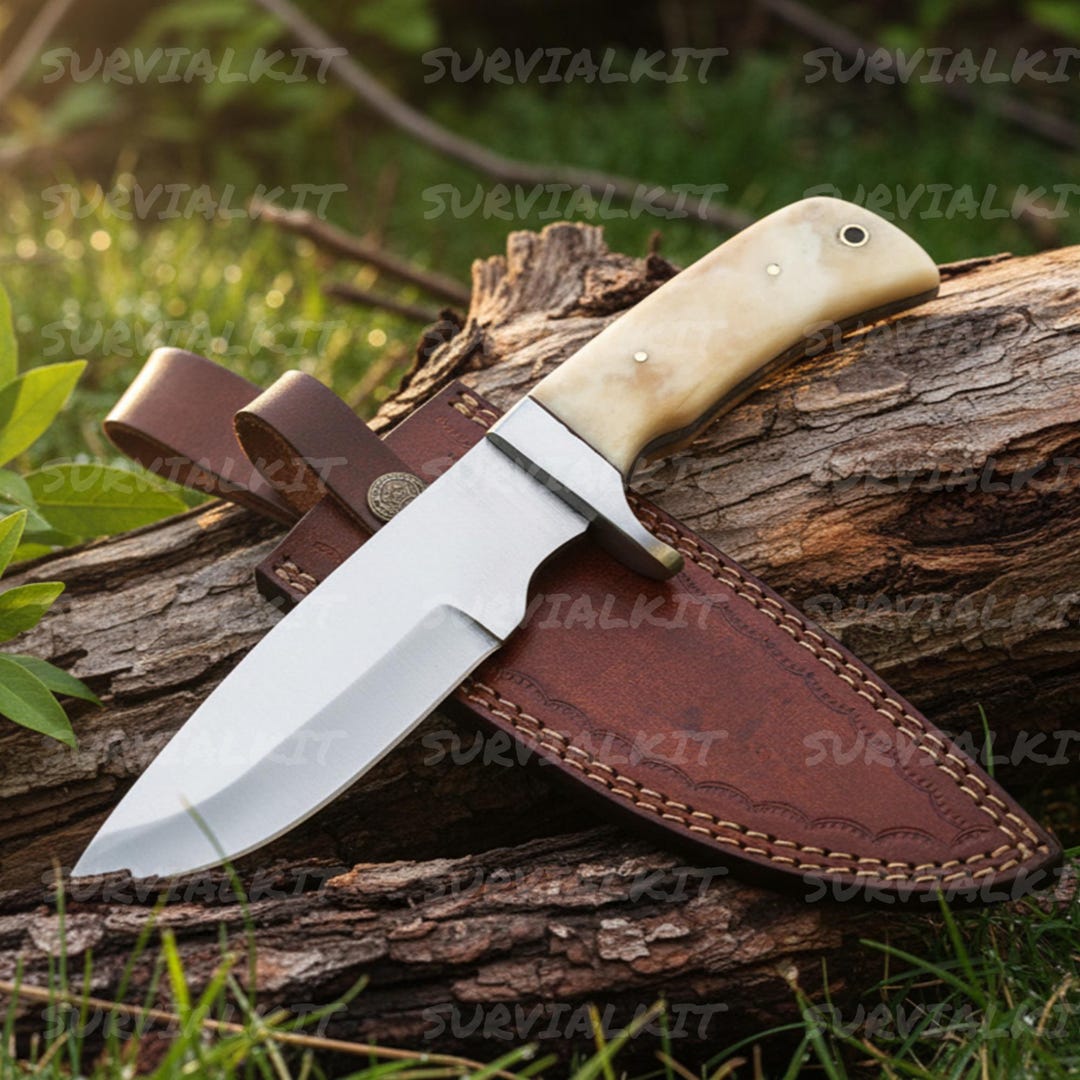 Custom Hunting Knife | Bone Handle Bushcraft Knive | High Carbon Steel ...