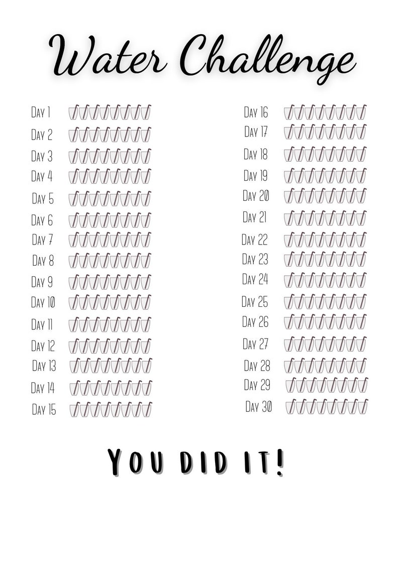 Water Challenge Tracker - Etsy