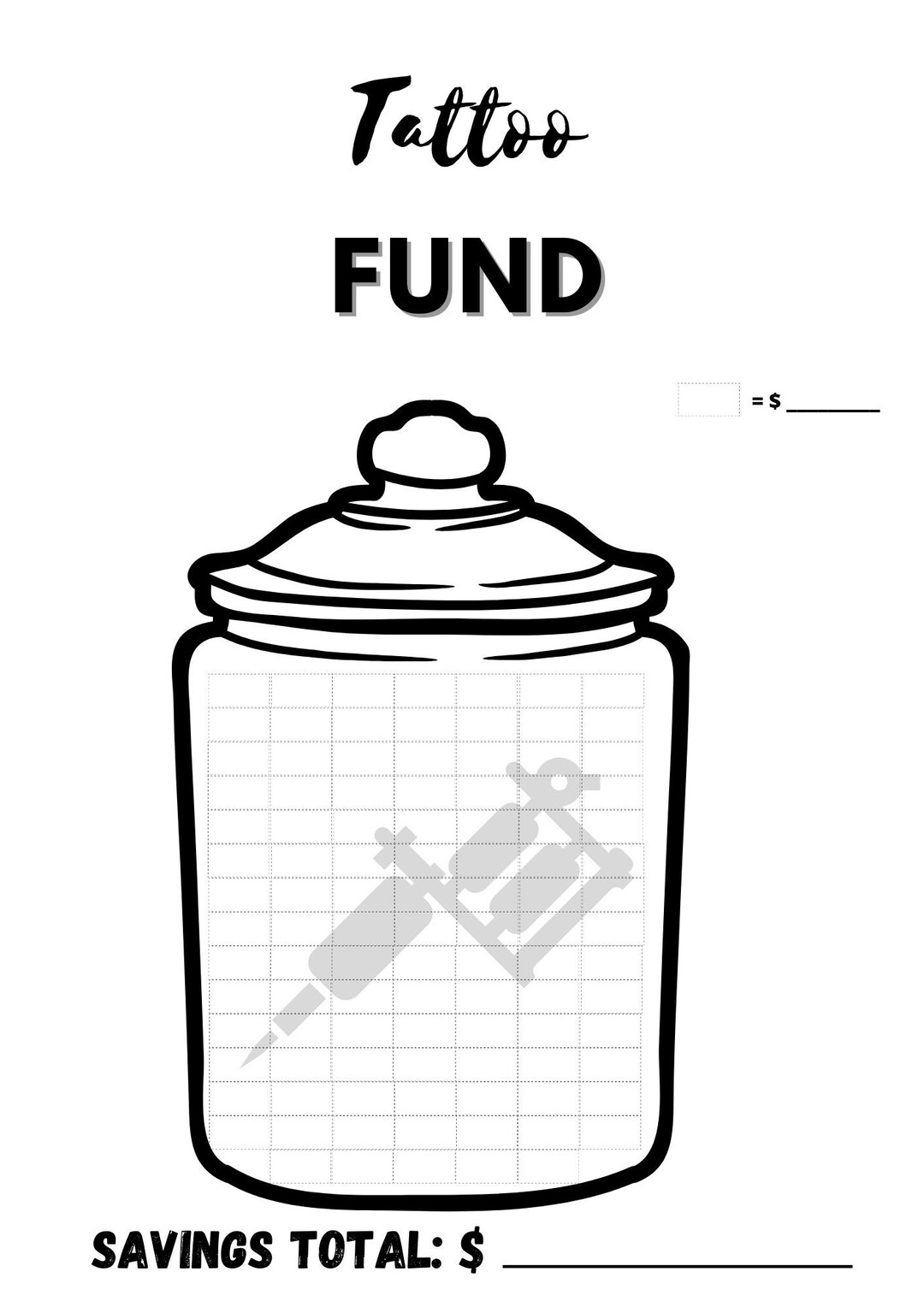 Tattoo Fund Printout - Etsy