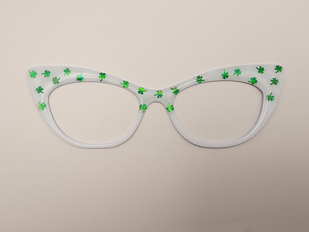 White Cateye Toppers With Green Holographic Shamrocks (ella-compatible ...