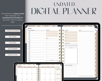 SUNDAY Start Undated Digital Planner | Hyperlinked Digital Planner ...