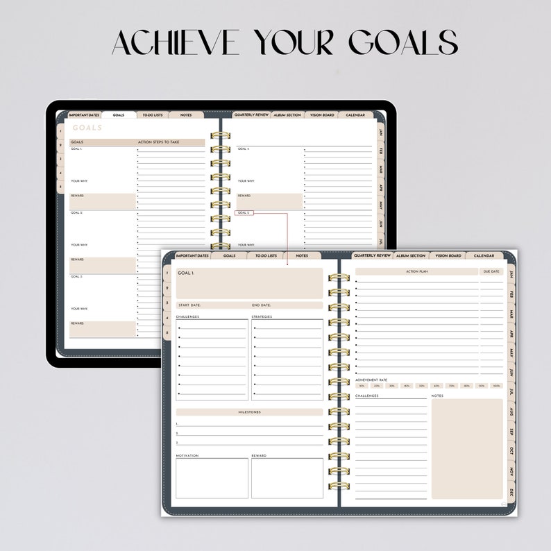 MONDAY Start Undated Digital Planner | Hyperlinked Digital Planner ...
