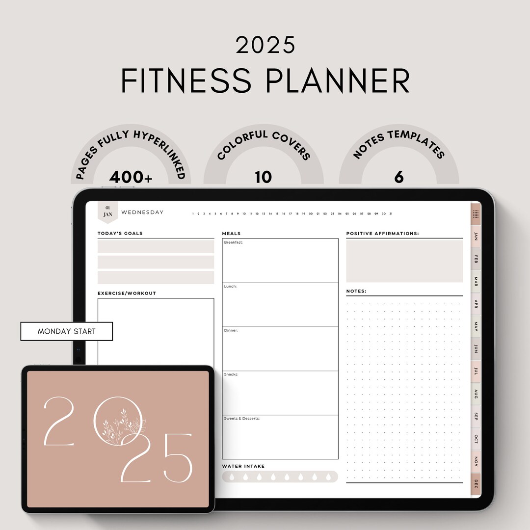 2025 MONDAY Start Fitness Digital Planner | Weight Loss Journal ...