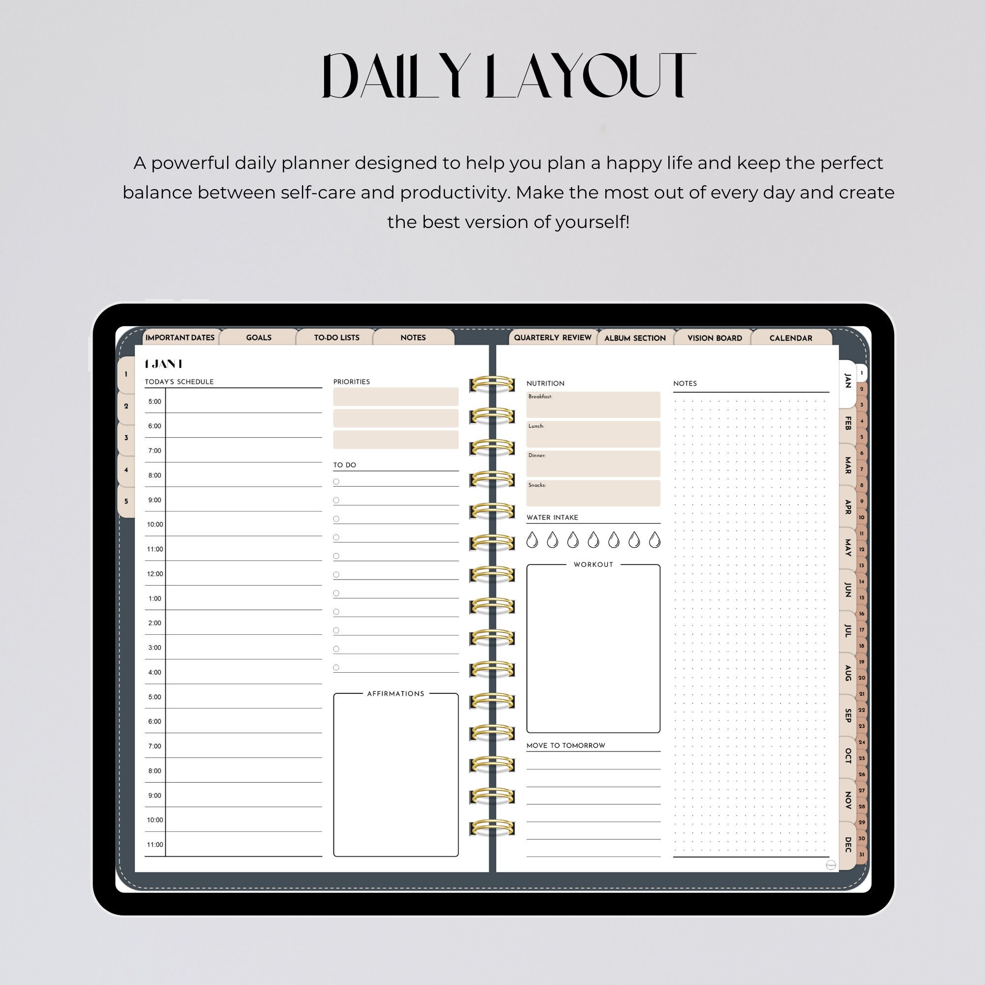 MONDAY Start Undated Digital Planner | Hyperlinked Digital Planner ...