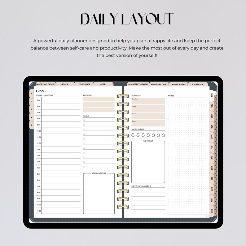 SUNDAY Start Undated Digital Planner | Hyperlinked Digital Planner ...