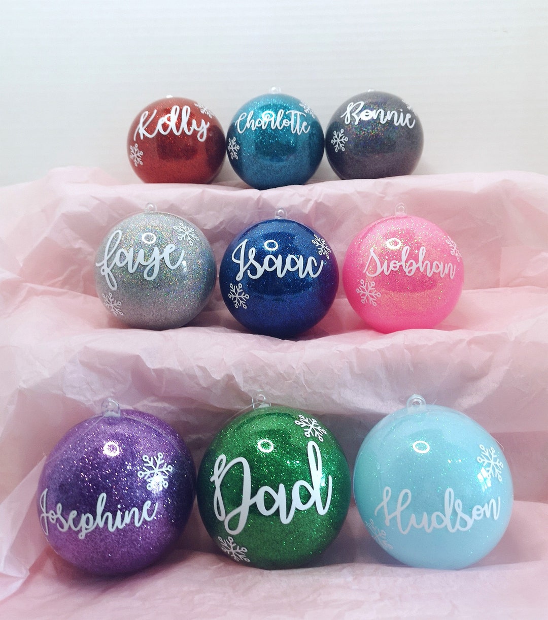 Personalised Name Bauble/ Glitter Christmas Bauble-keepsake Bauble ...